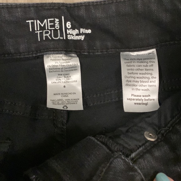 Time and Tru | Jeans | Time And Tru Black Skinny Jeans Size 6 | Poshmark